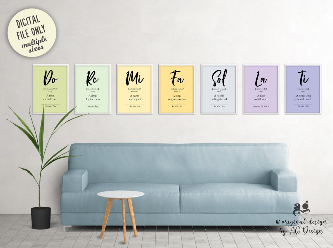 Do Re Mi Prints Sound of Music Poster Set of 7 Music Studio - Etsy