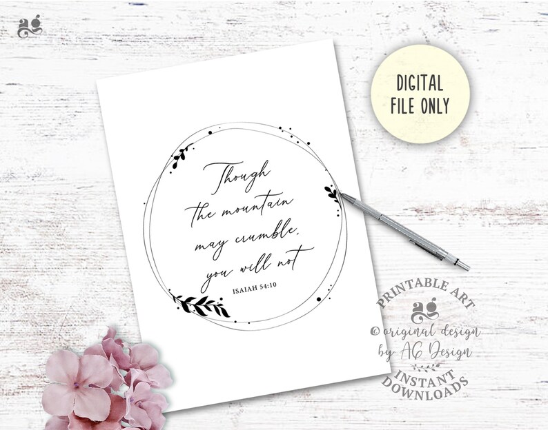 Bible Quotes Prints Though the Mountain May Crumble You Will - Etsy