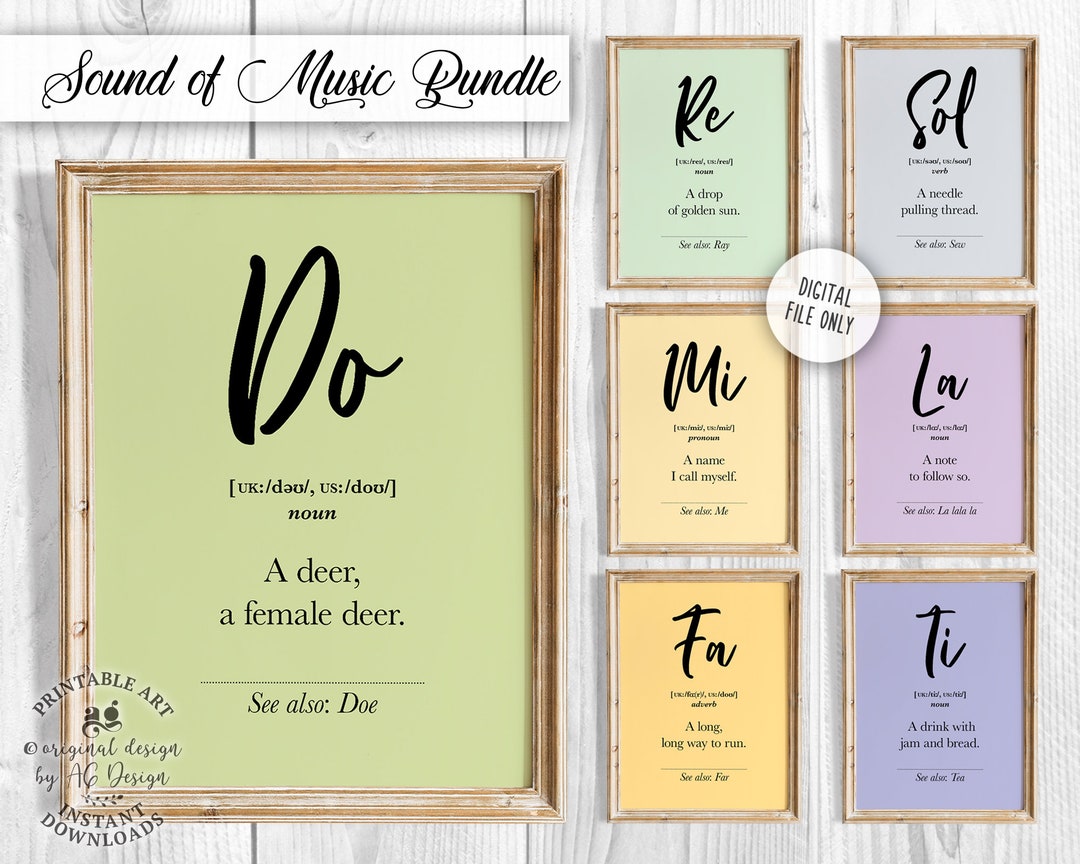 Do Re Mi Prints, Sound of Music Poster Set of 7, Music Studio Decor ...