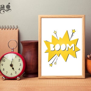 Superhero Decor - Set of 3, Boom Pow Printable Wall Art, Comic Book ...