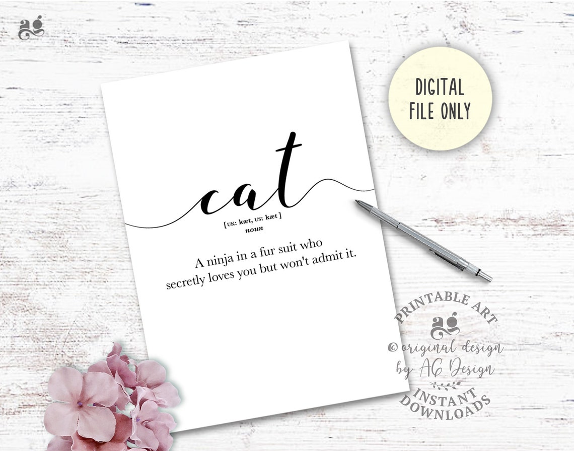 Cat Printables Cat Definition Print Cat Lover Presents - Etsy