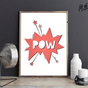 Buy Pow Comic Book Poster Printable Comic Book Sign, Superhero Art ...
