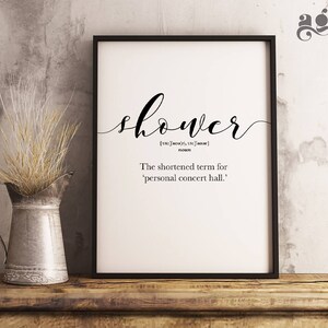 Shower Signs for Bathroom, Funny Bathroom Printables, Shower Definition ...