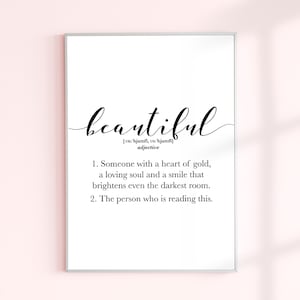 Beautiful Definition Print, Printable Soul Sister Gift, Beautiful Girly ...