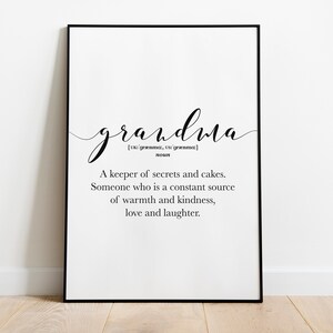 Grandma Gifts, Grandmother Definition Prints, Funny Word Definition ...