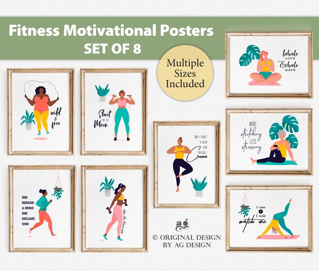 Fitness Women Empowerment Quotes Poster Set of 8, Home Gym Decor ...
