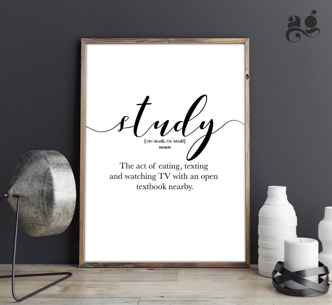 Study Definition Print, Study Room Decor, Study Art, Study Decor, Funny ...