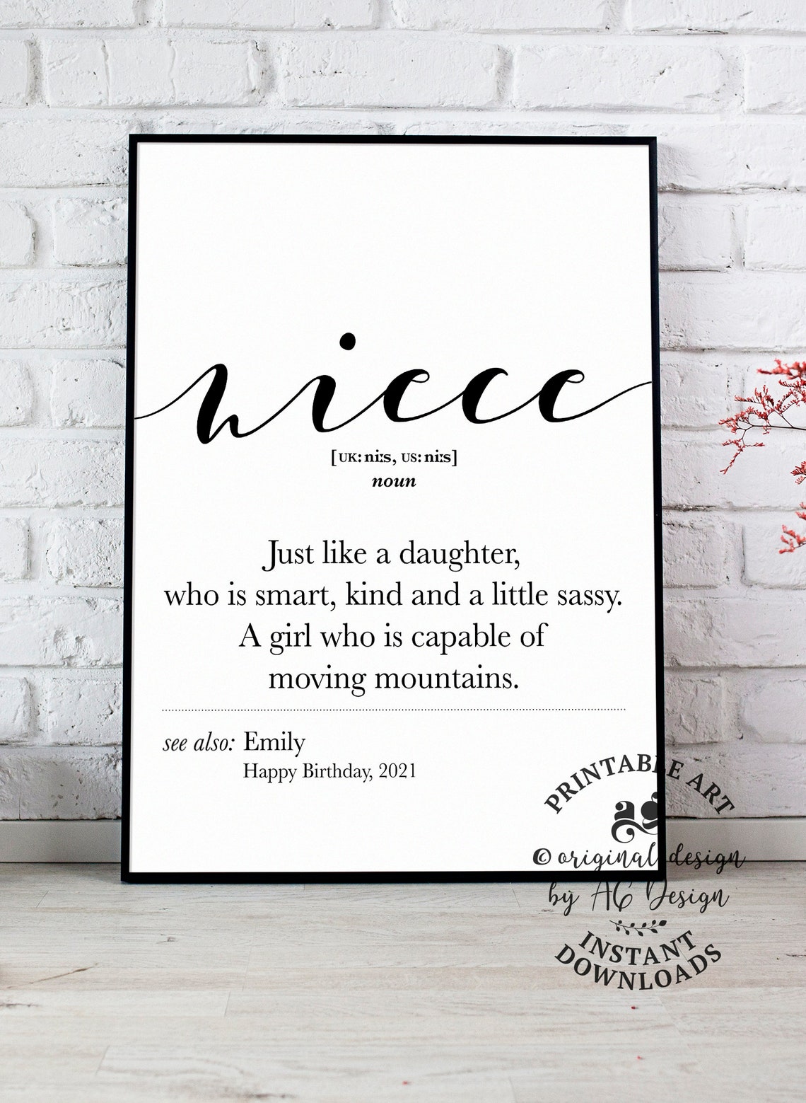 Personalized Gift for Niece 8X10 Niece Definition Prints - Etsy