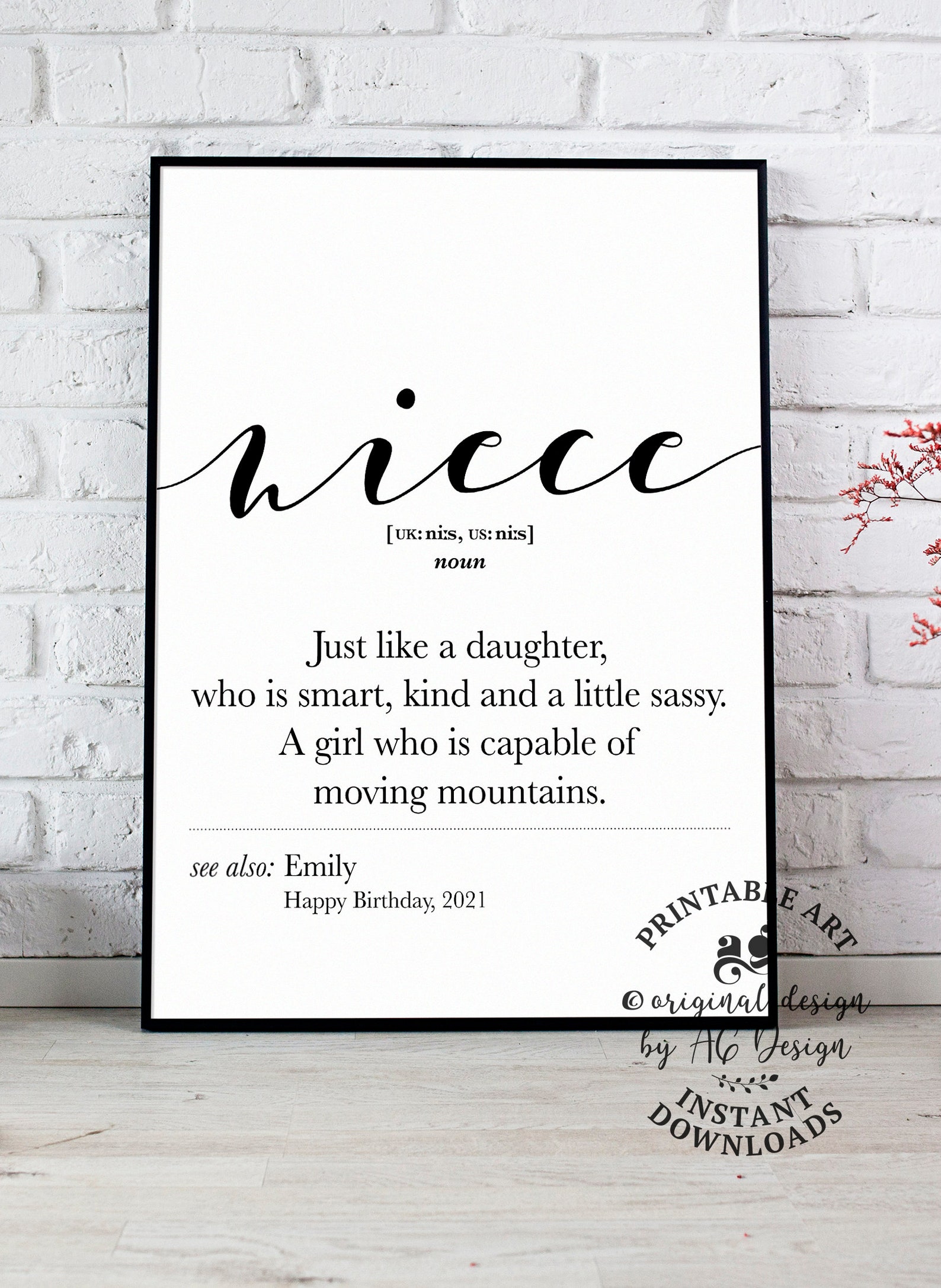 Personalized Gift for Niece 8X10 Niece Definition Prints - Etsy
