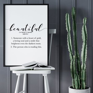 Beautiful Definition Print, Printable Soul Sister Gift, Beautiful Girly ...
