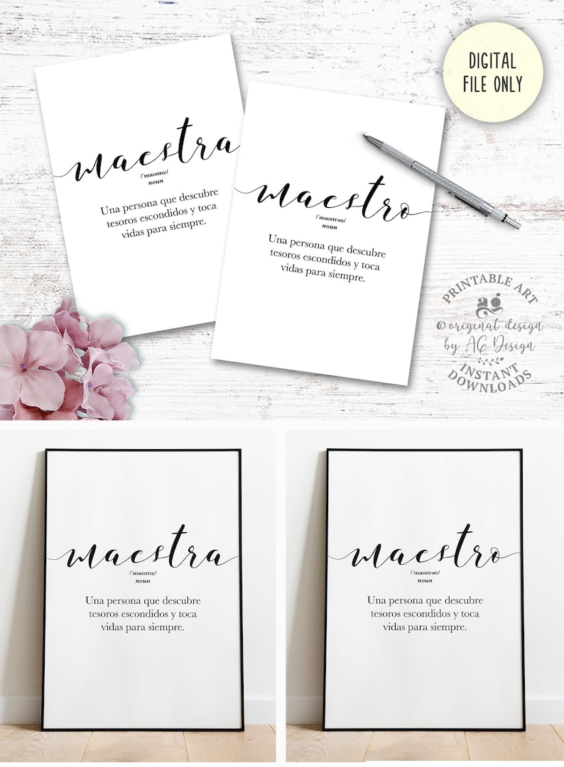 Spanish Teacher Gifts Printable Maestra Maestro Appreciation - Etsy