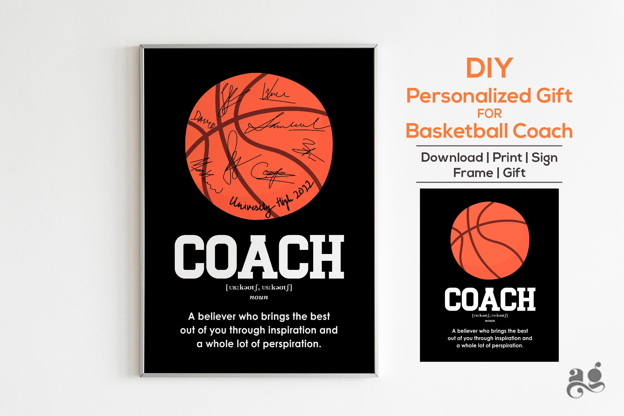 Basketball Poster, Basketball Team Sign Gift, Coach Appreciation Thank ...