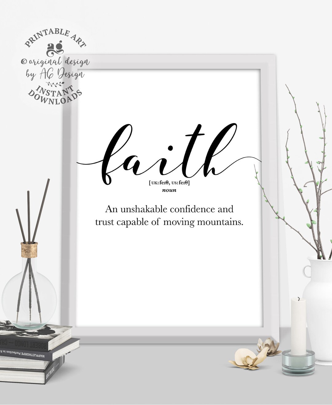 Faith Definition Wall Art Print, Faith Over Fear, Breast Cancer ...