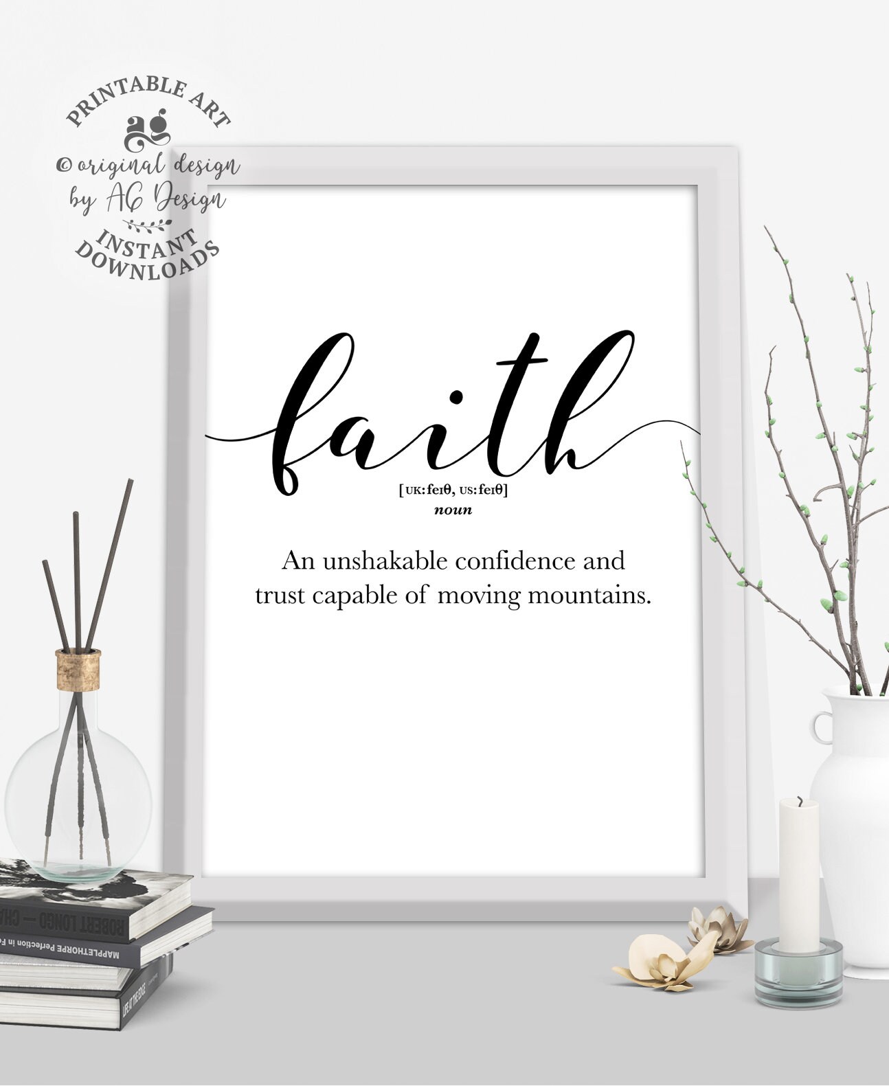 Faith Definition Wall Art Print, Faith Over Fear, Breast Cancer ...