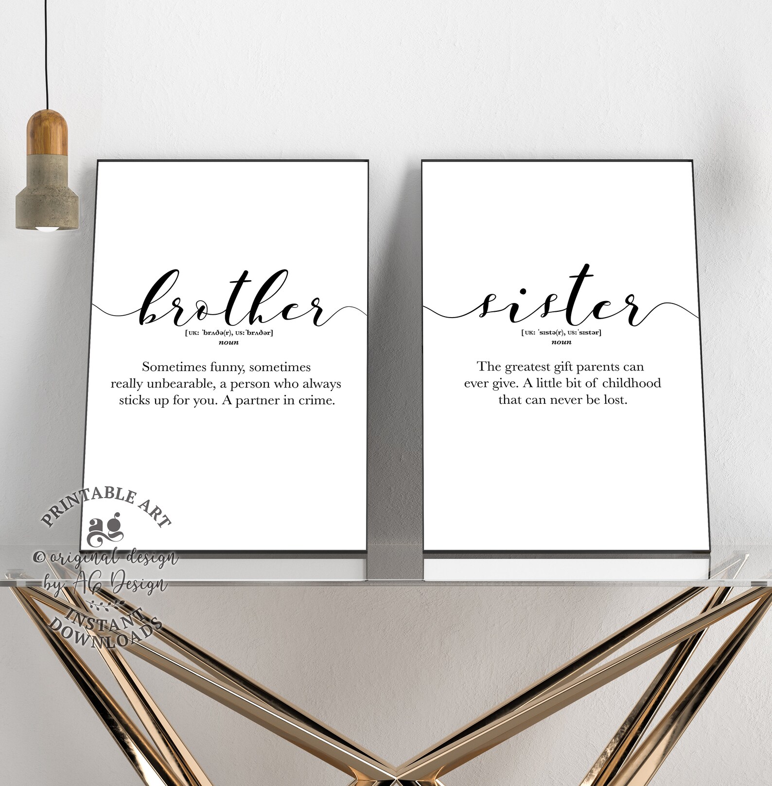 Sister Brother Definition Print Set of 2, Word Definition Poster ...