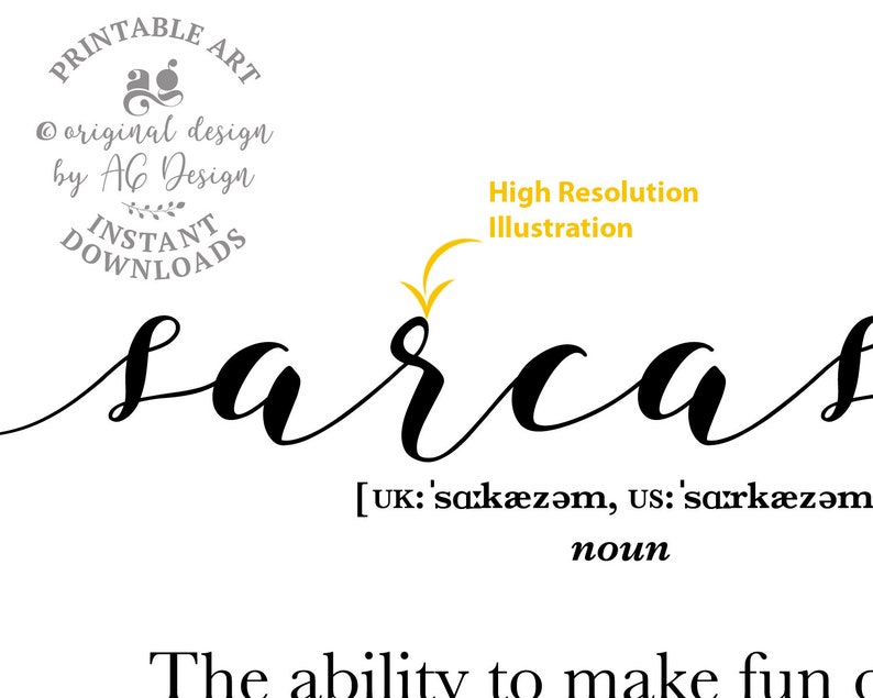 Funny Word Definition Print Sarcasm Definition Poster Wall - Etsy India