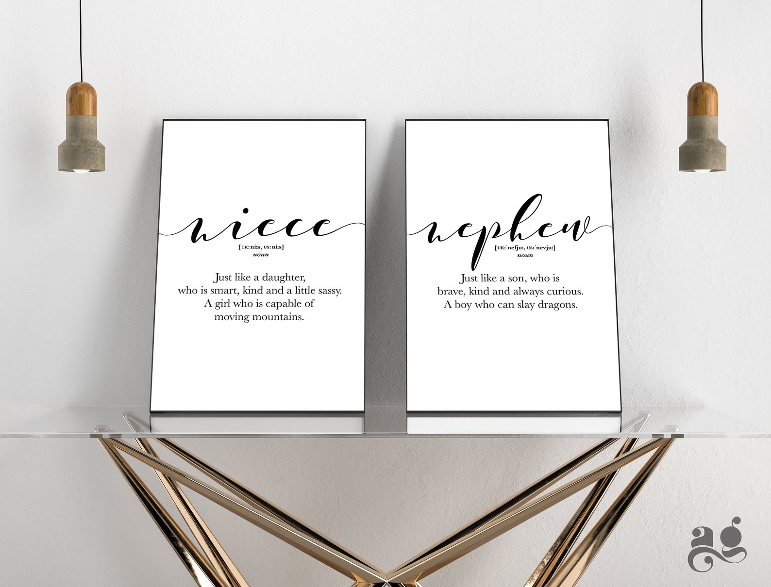 Buy Niece Nephew Definition Prints Set of 2 Word Definition Online in ...