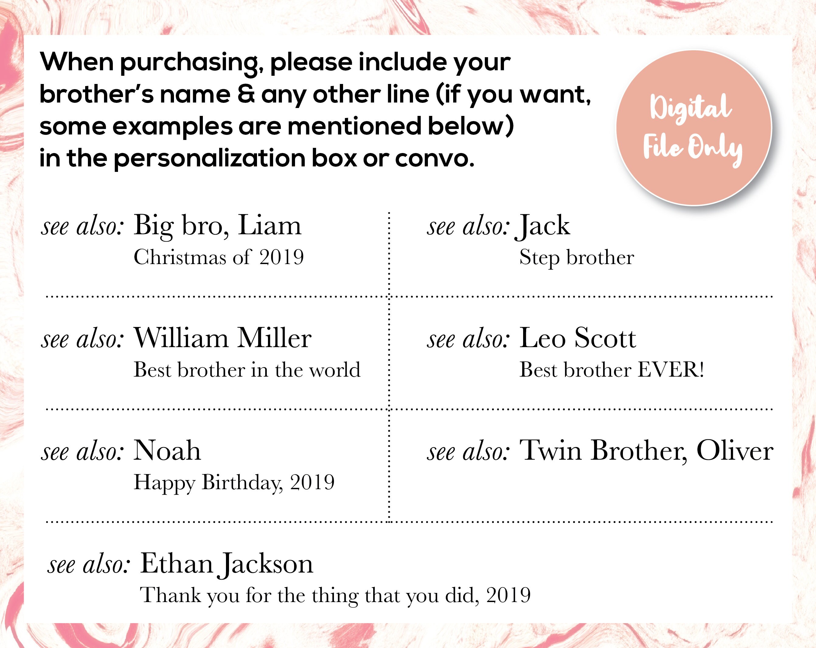 Personalized Brother Print, Brother Definition Printable Art 8 X 10 ...