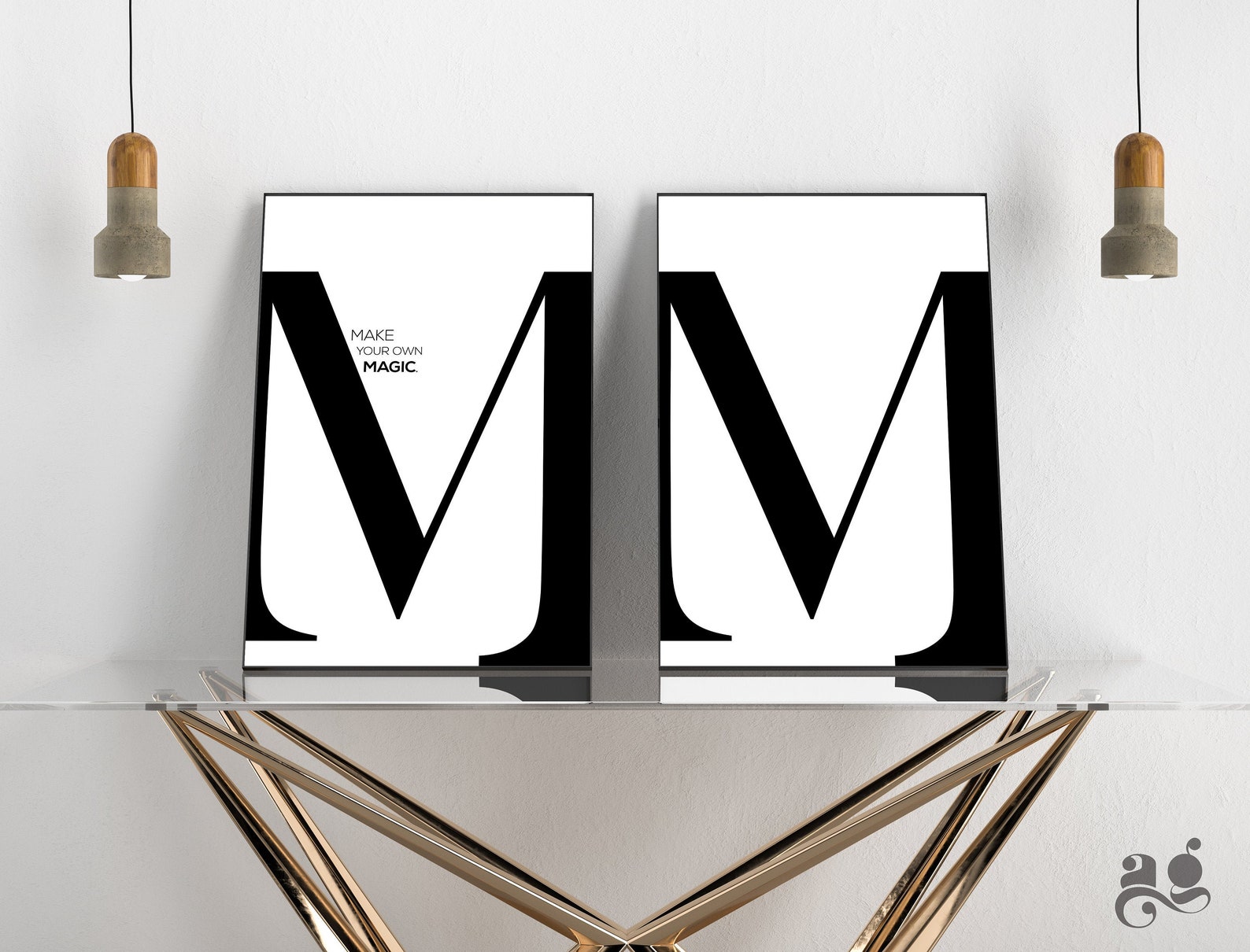 Buy Monogram Letter M Poster Set of 2, Make Your Own Magic Printable ...