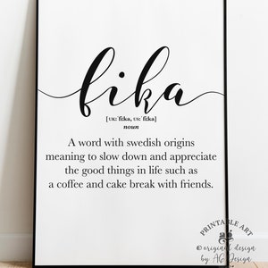 Fika Poster, Fika Definition Printable, Coffee Poster, Swedish Quote ...
