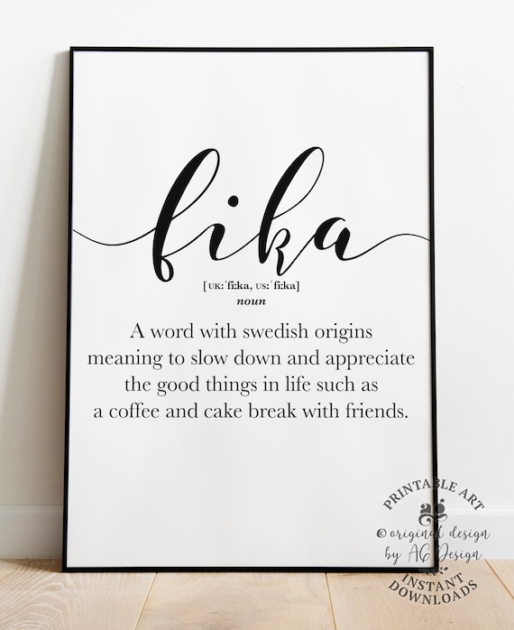 Fika Poster Fika Definition Printable Coffee Poster Swedish | Etsy