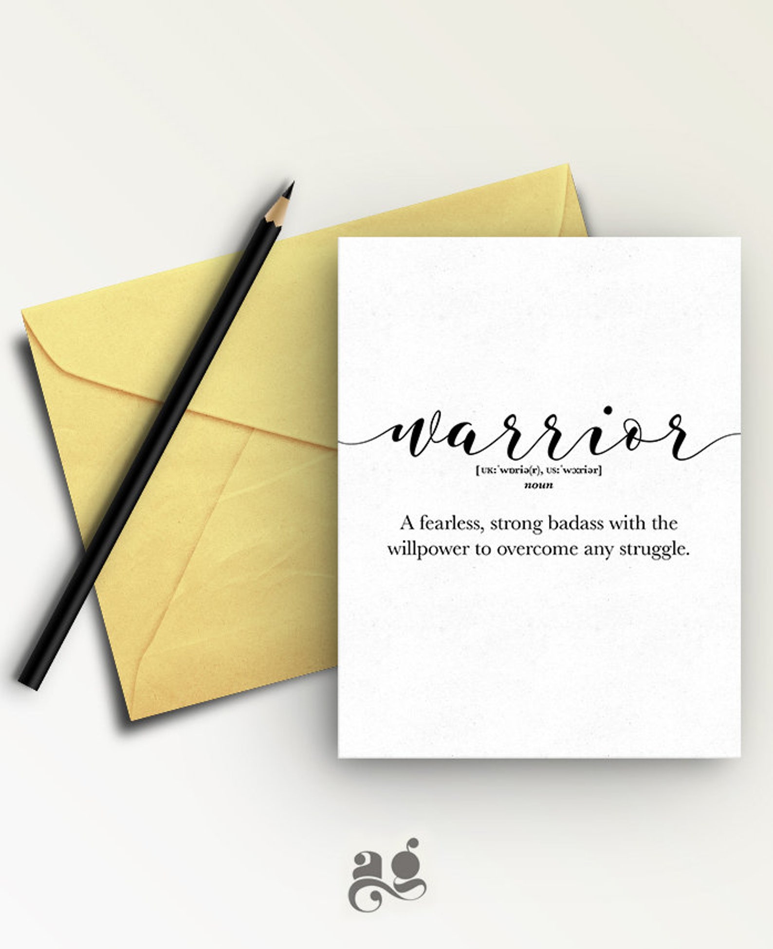 Printable Card for Warrior, Support Sympathy Card, Affirmation Cards ...