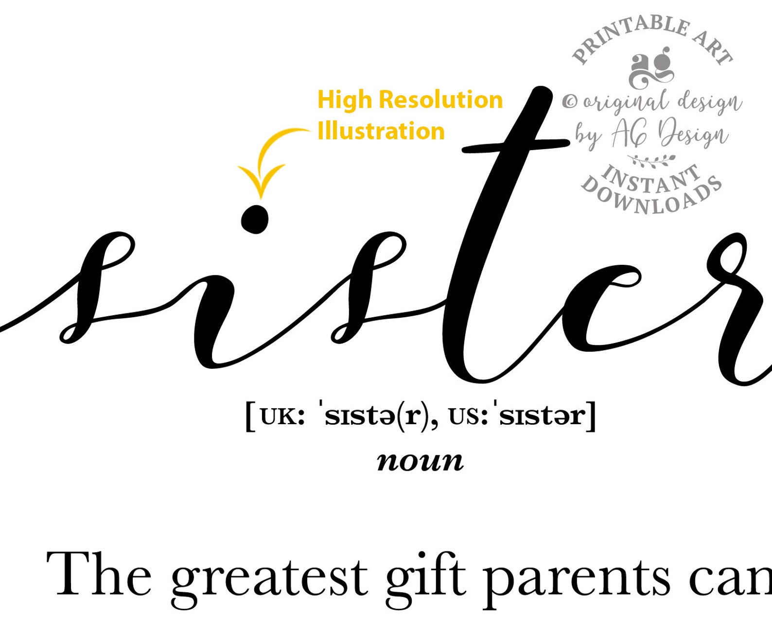 Personalized Sister Brother Set of 2 Prints Sibling Sign | Etsy