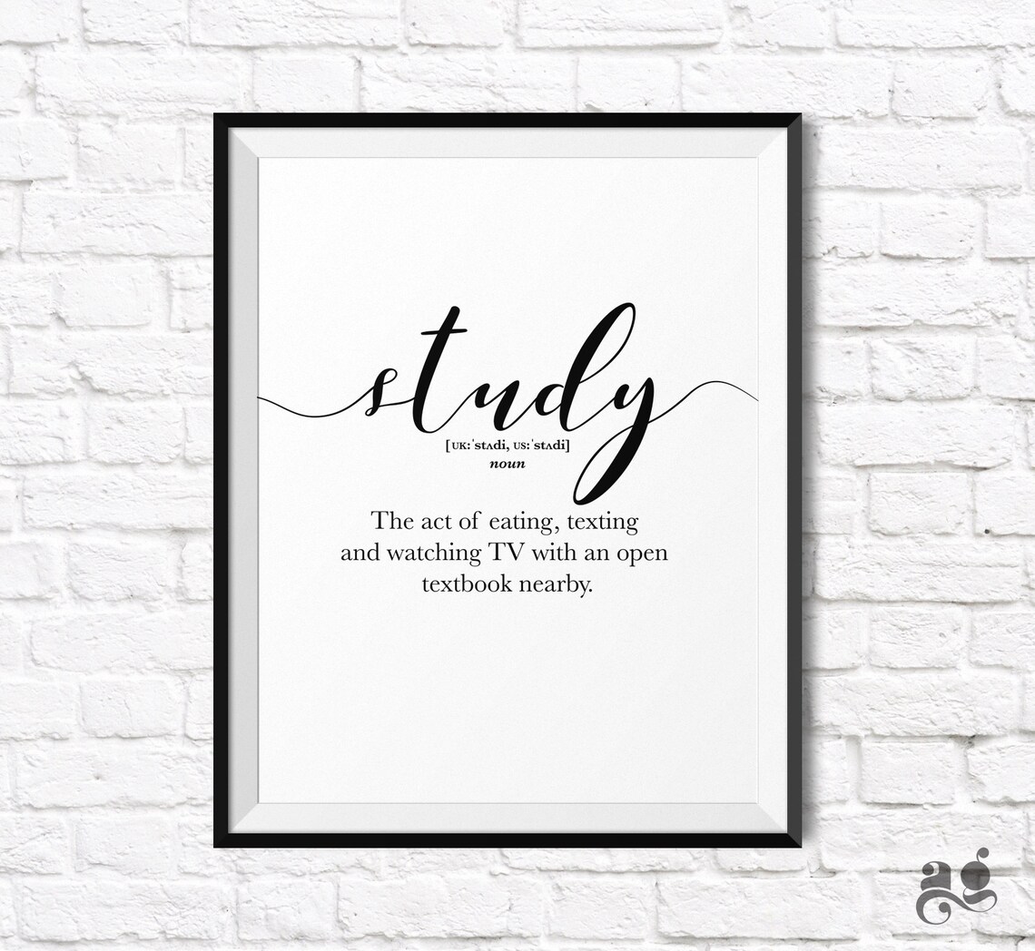 Study Definition Print, Study Room Decor, Study Art, Study Decor, Funny ...