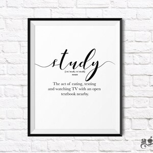 Study Definition Print, Study Room Decor, Study Art, Study Decor, Funny ...