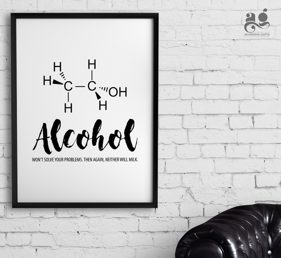 Alcohol Wall Art Funny Kitchen Decor Alcohol Humor Bar Sign - Etsy