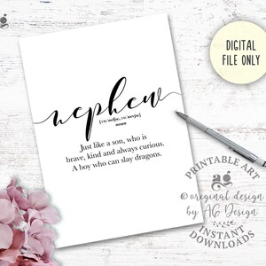Buy Nephew Definition Prints Printable Word Posters Gift for a Online ...