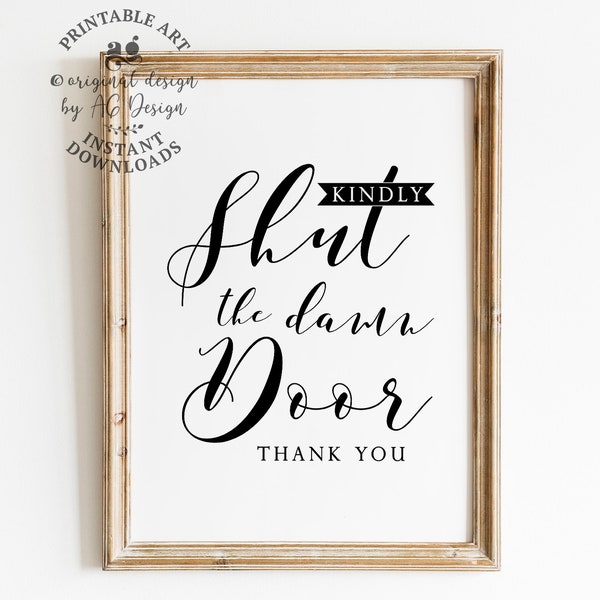 Bathroom Sign Close the Door - Etsy