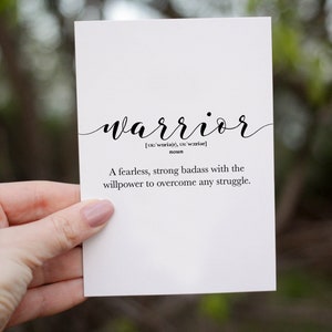 Printable Card for Warrior, Support Sympathy Card, Affirmation Cards ...