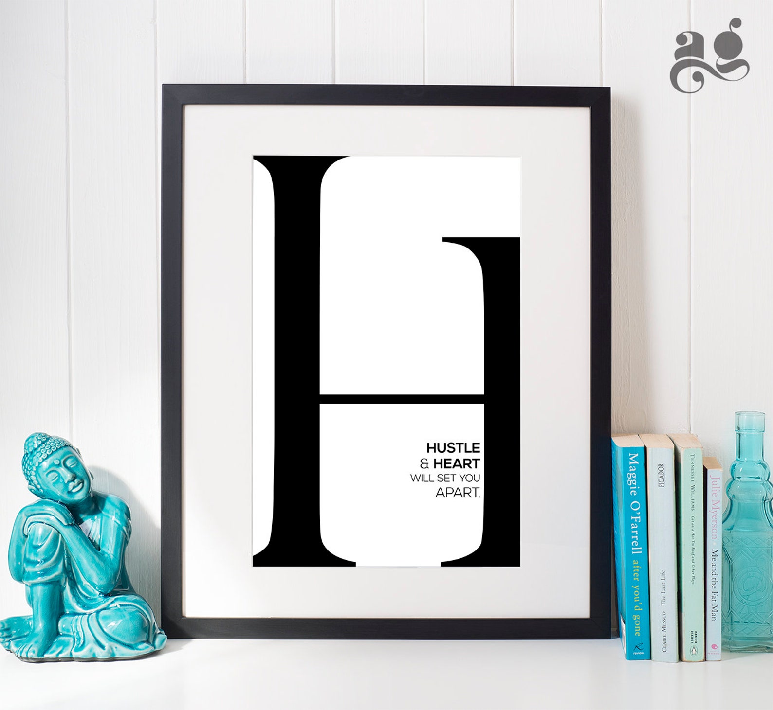 Single Letter H Printable Set of 2 Hustle & Heart Quote - Etsy