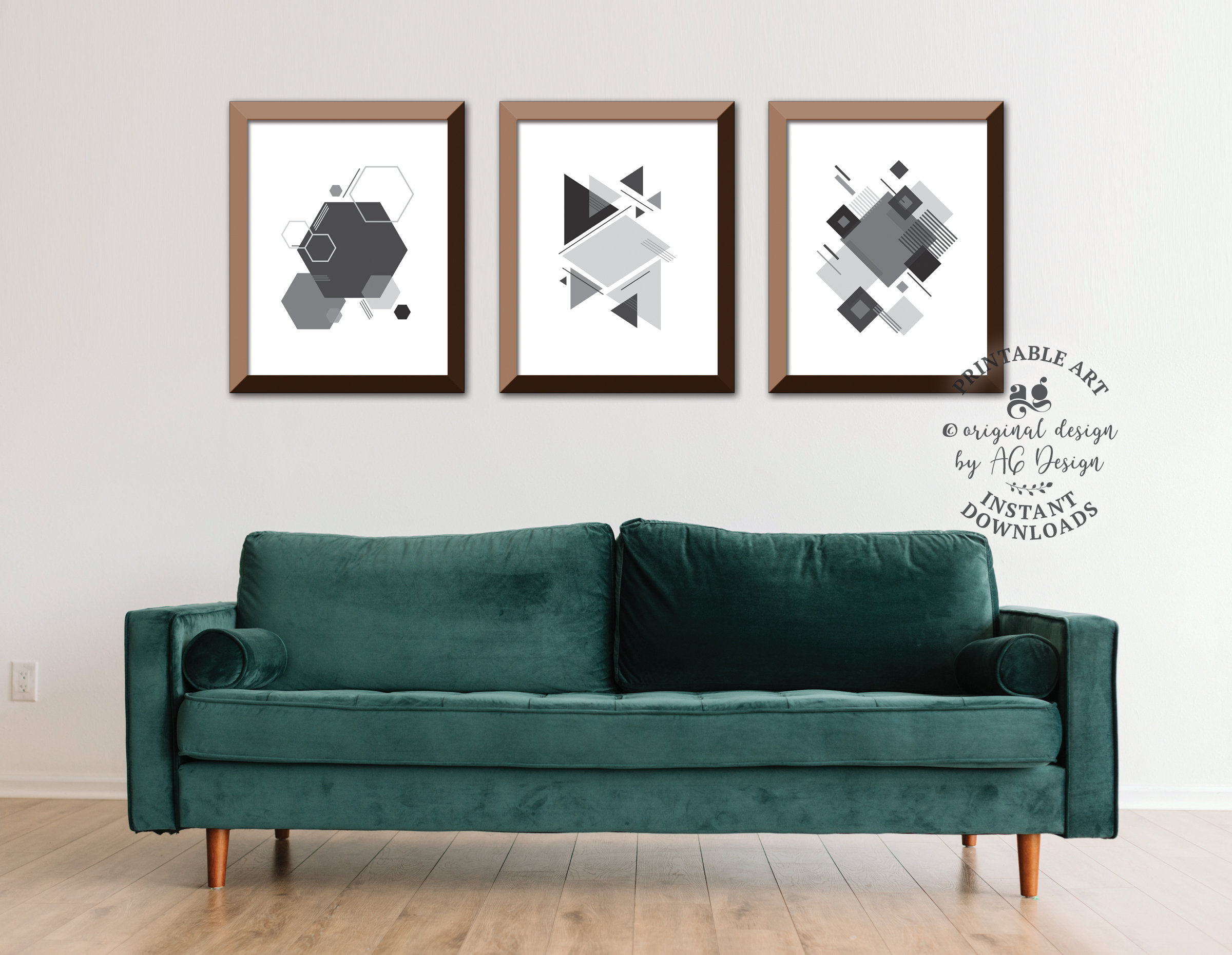 Geometric Wall Art Set of 3 Printables Gallery Wall Set - Etsy
