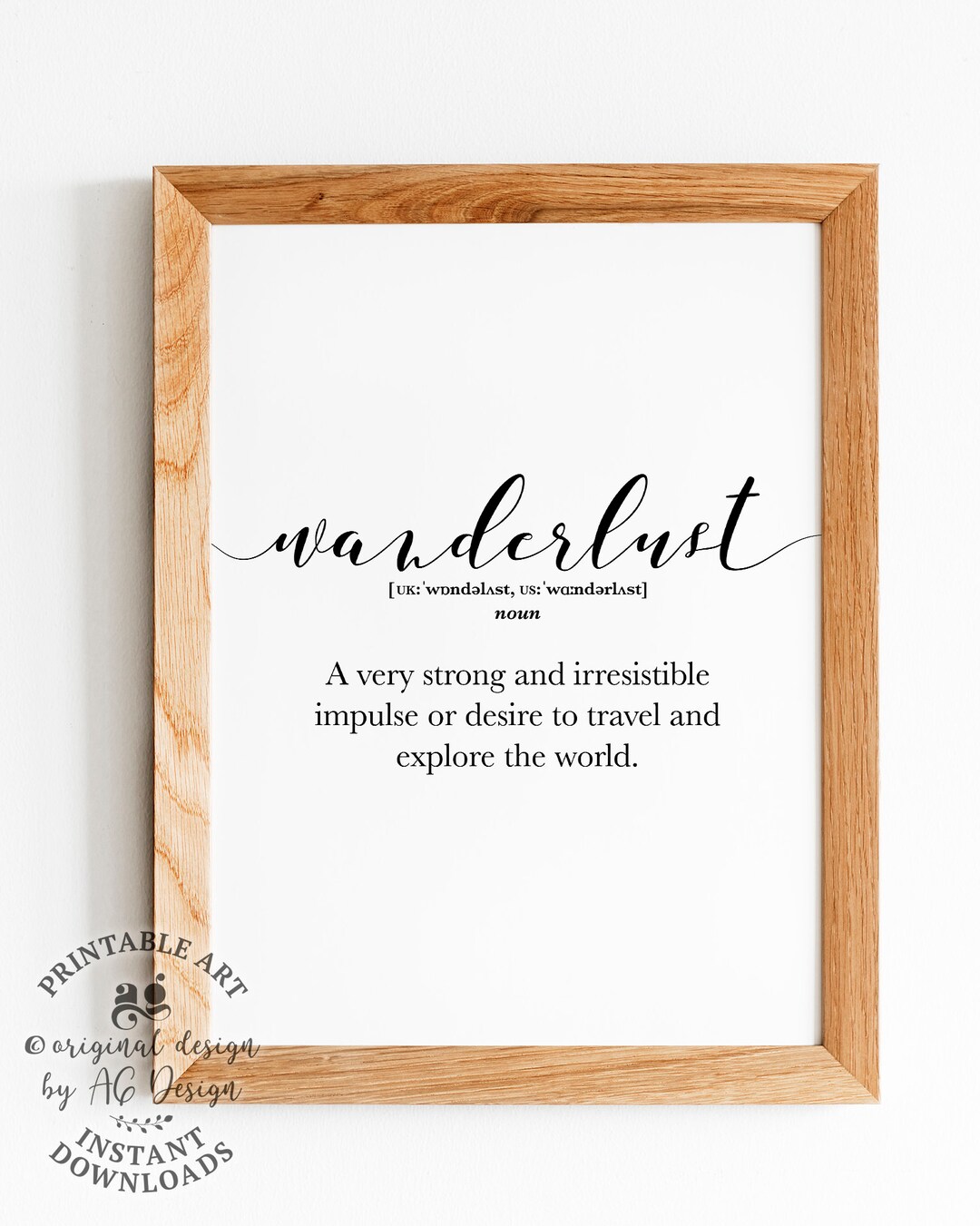 Wanderlust Print, Printable Wanderlust Definition, Love Travel Sign ...