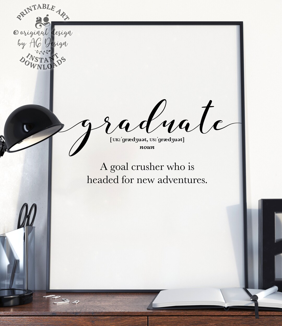 Graduate Definition Printable, Dorm Room Decor, College Student Grad ...