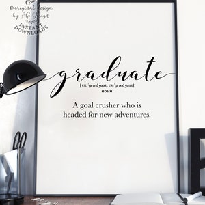 Graduate Definition Printable, Dorm Room Decor, College Student Grad ...