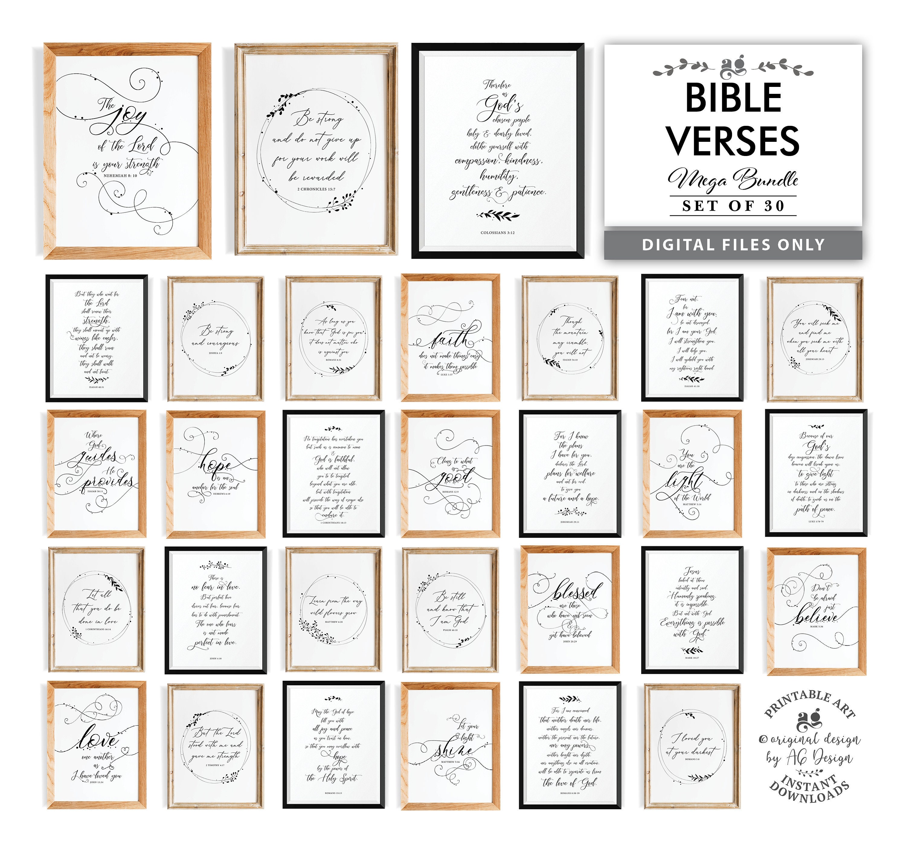 Printable Bible Verses Mega Bundle Set of 30, Bible Signs, Christian ...