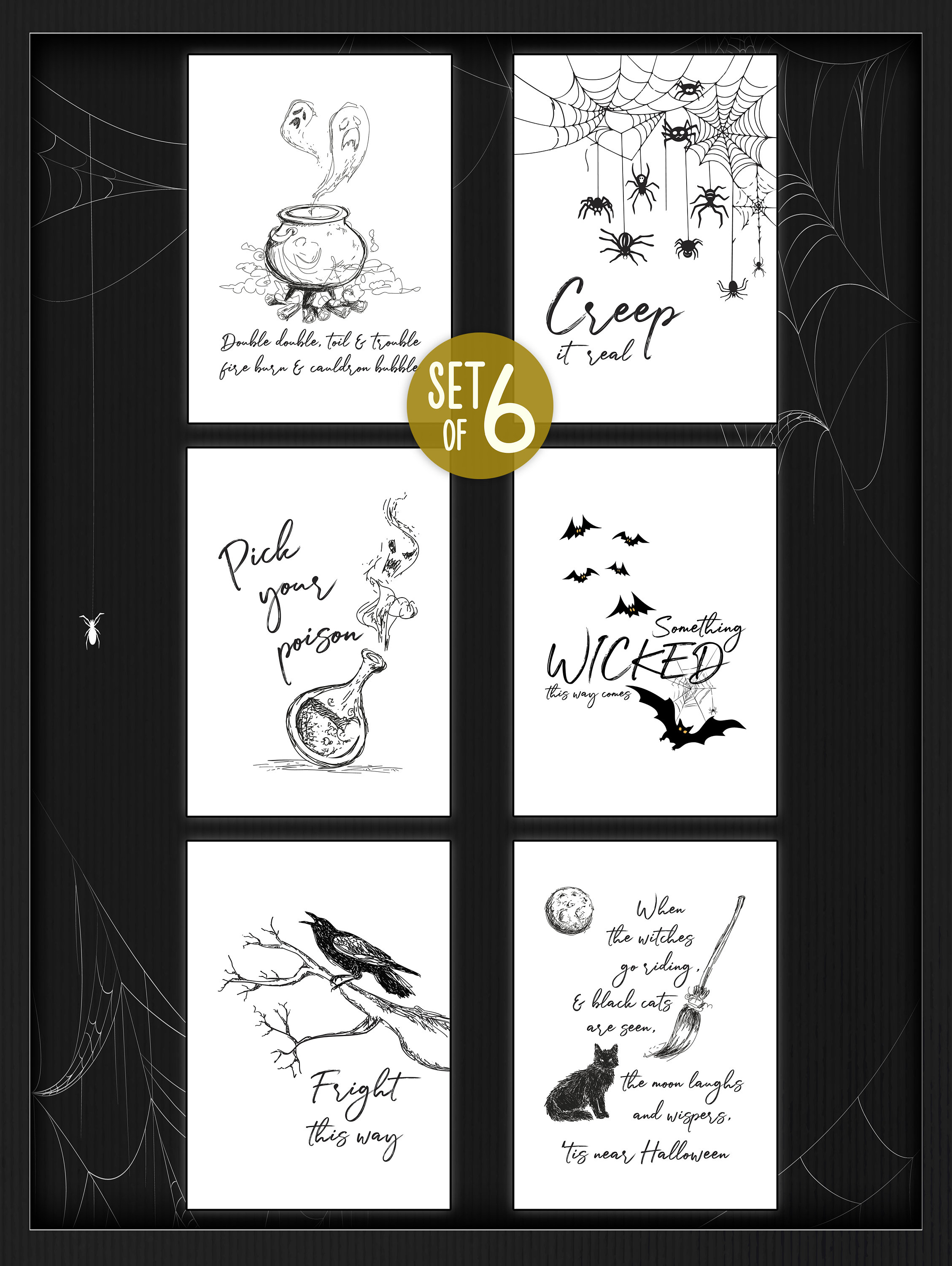 Halloween Bundle Set of 6 Printables, Halloween Posters, Halloween ...