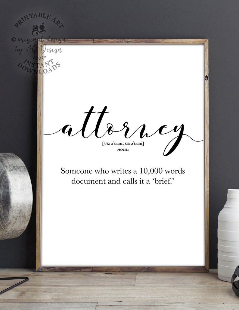 Attorney Gifts, Attorney Definition Prints, Funny Law Student Dorm Wall ...