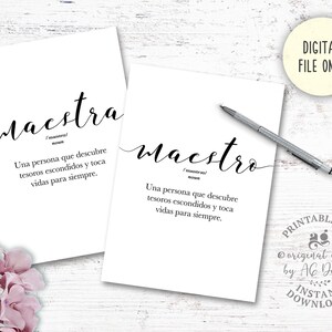Spanish Teacher Gifts, Printable Maestra Maestro Appreciation Gift ...