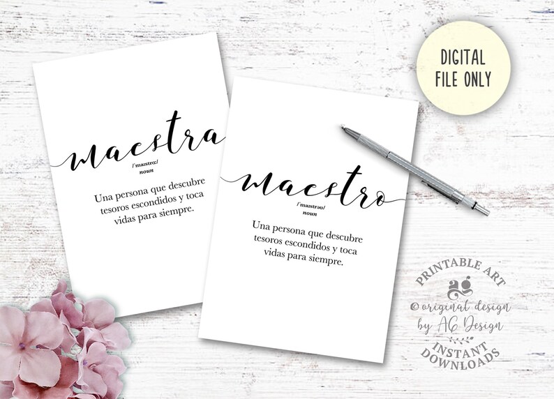 Spanish Teacher Gifts Printable Maestra Maestro Appreciation - Etsy