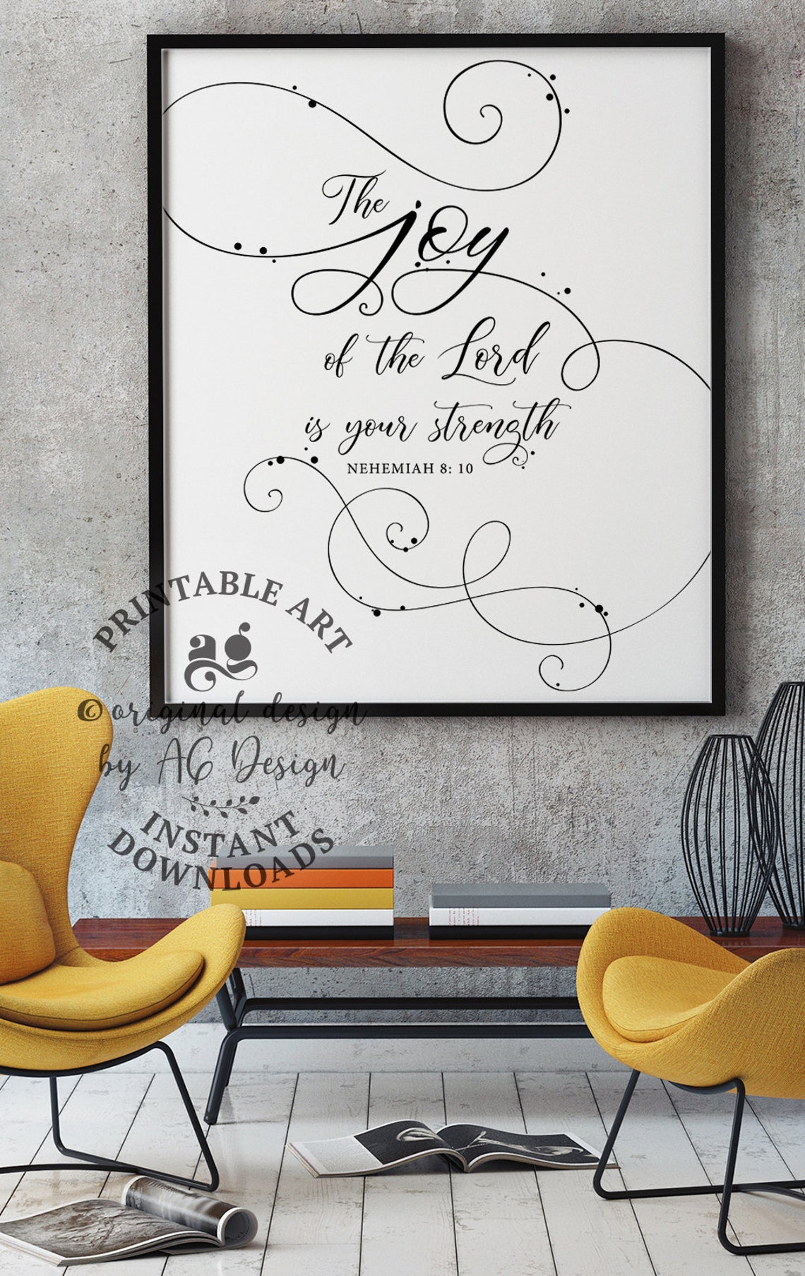 Bible Verses Sign The Joy of the Lord Is My Strength Nehemiah | Etsy