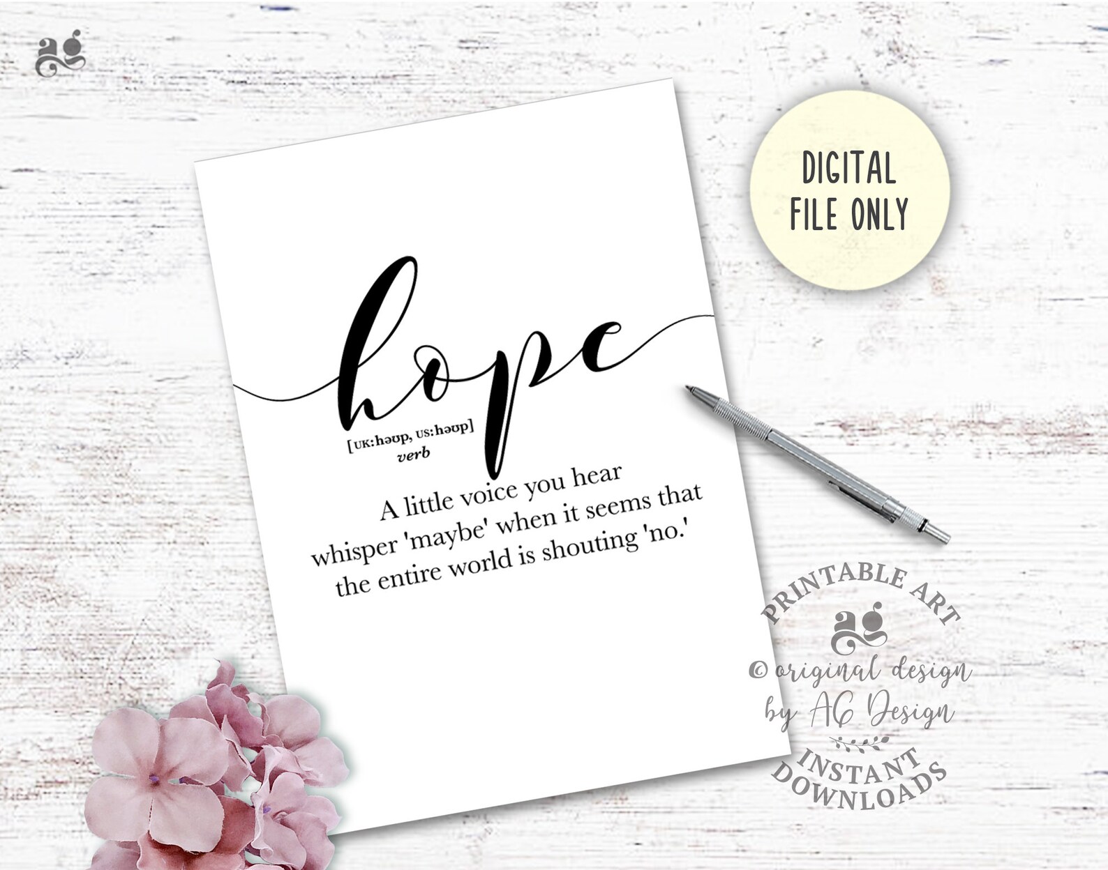 Hope Definition Poster, Living Room Prints, Hope Printables, Office ...
