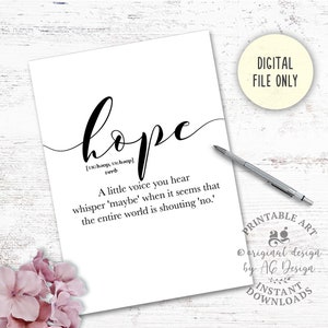 Hope Definition Poster, Living Room Prints, Hope Printables, Office ...