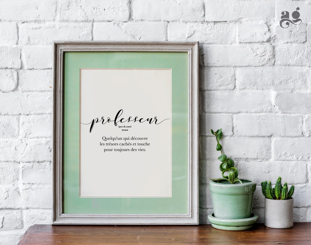 French Teacher Appreciation, Gift for Professeur, Teacher Definition ...