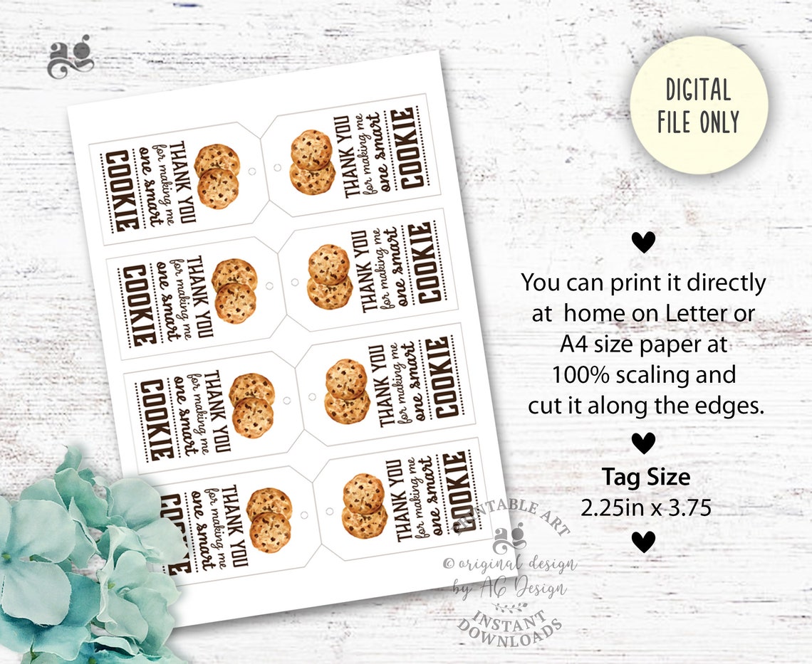 Thank you Teacher Gift tags Teacher Appreciation Gift Smart | Etsy