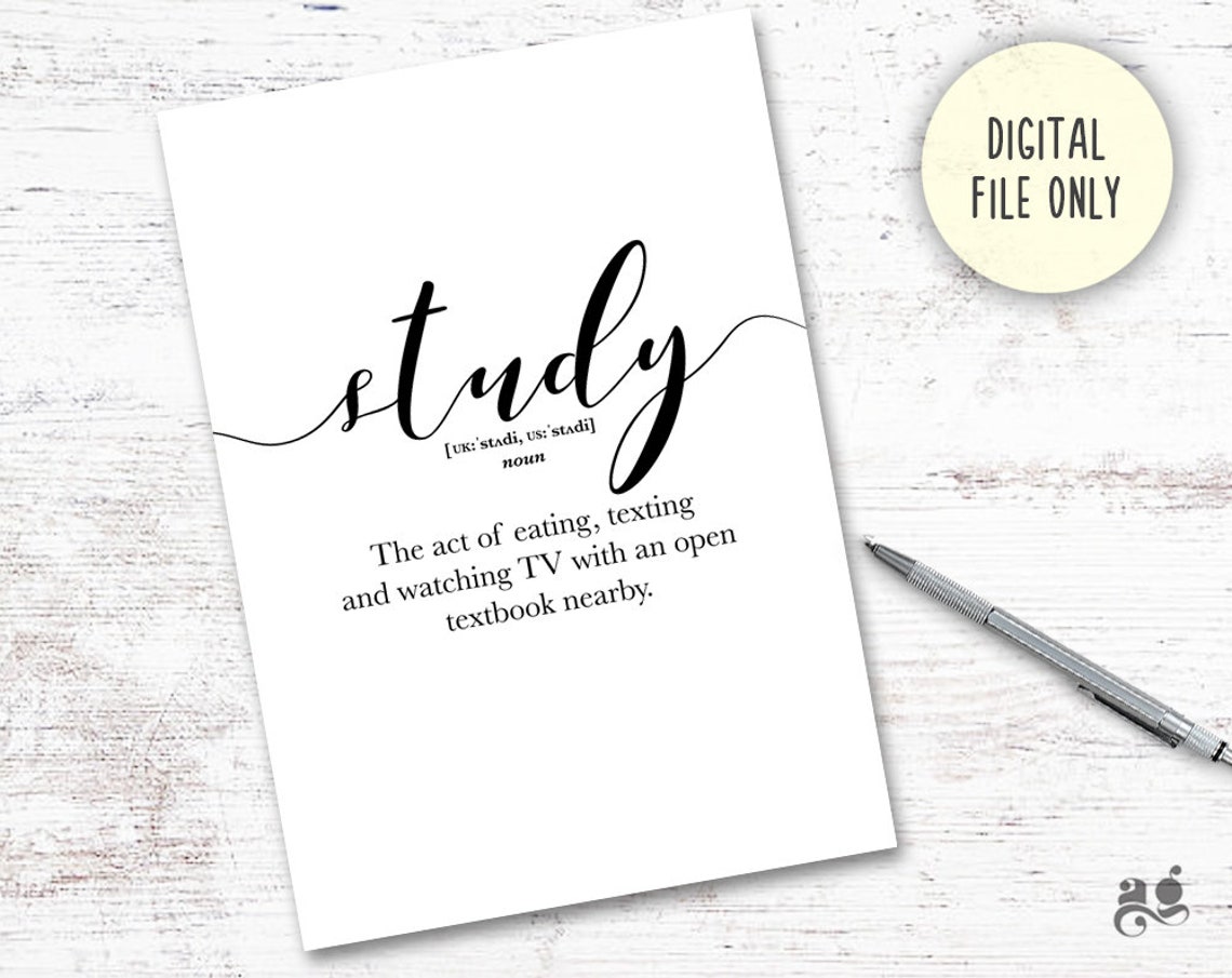Study Definition Print, Study Room Decor, Study Art, Study Decor, Funny ...