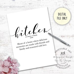 Buy Kitchen Definition Prints, Printable Word Definition Posters ...